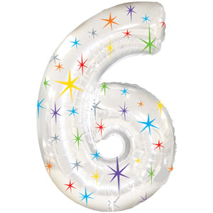 White Sparkle Number Six Shape – CTI Balloons
